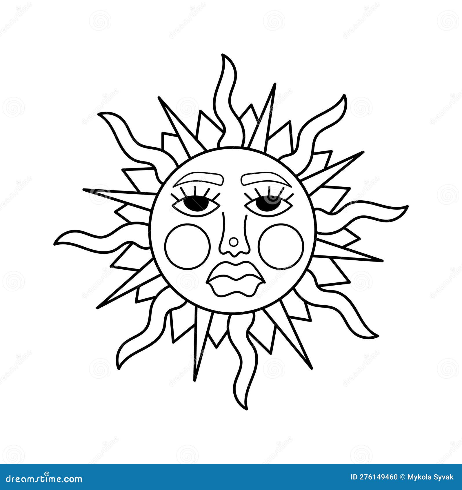 Retro Sun with Face stock vector. Illustration of vector - 276149460