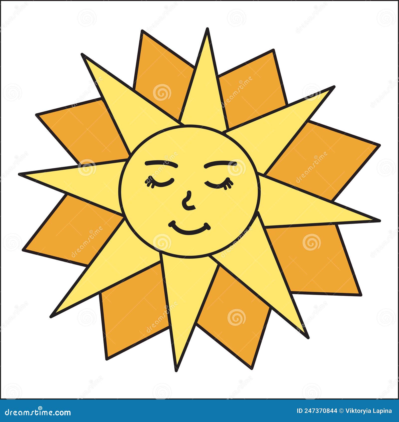 Retro Sun Vector Art Fashion Illustration. Stock Vector - Illustration ...