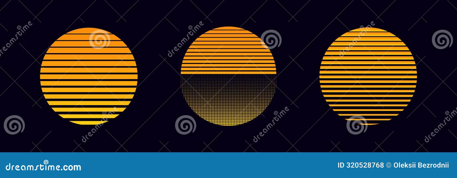 Retro Sun Vector Sunset Logo. Old Sun Circle Sunrise Design. Stock ...
