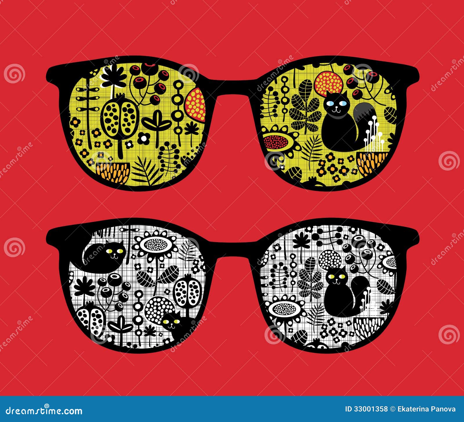 Retro Sunglasses with Reflection in it. Stock Vector - Illustration of ...