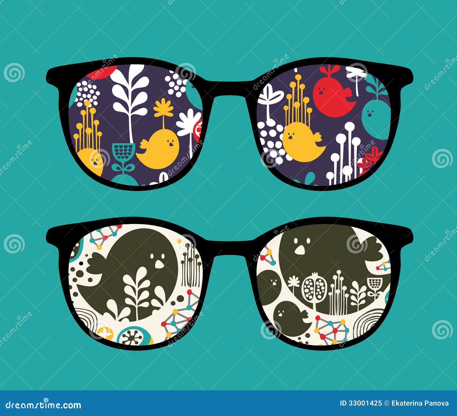 Retro Sunglasses with Reflection in it. Stock Illustration ...