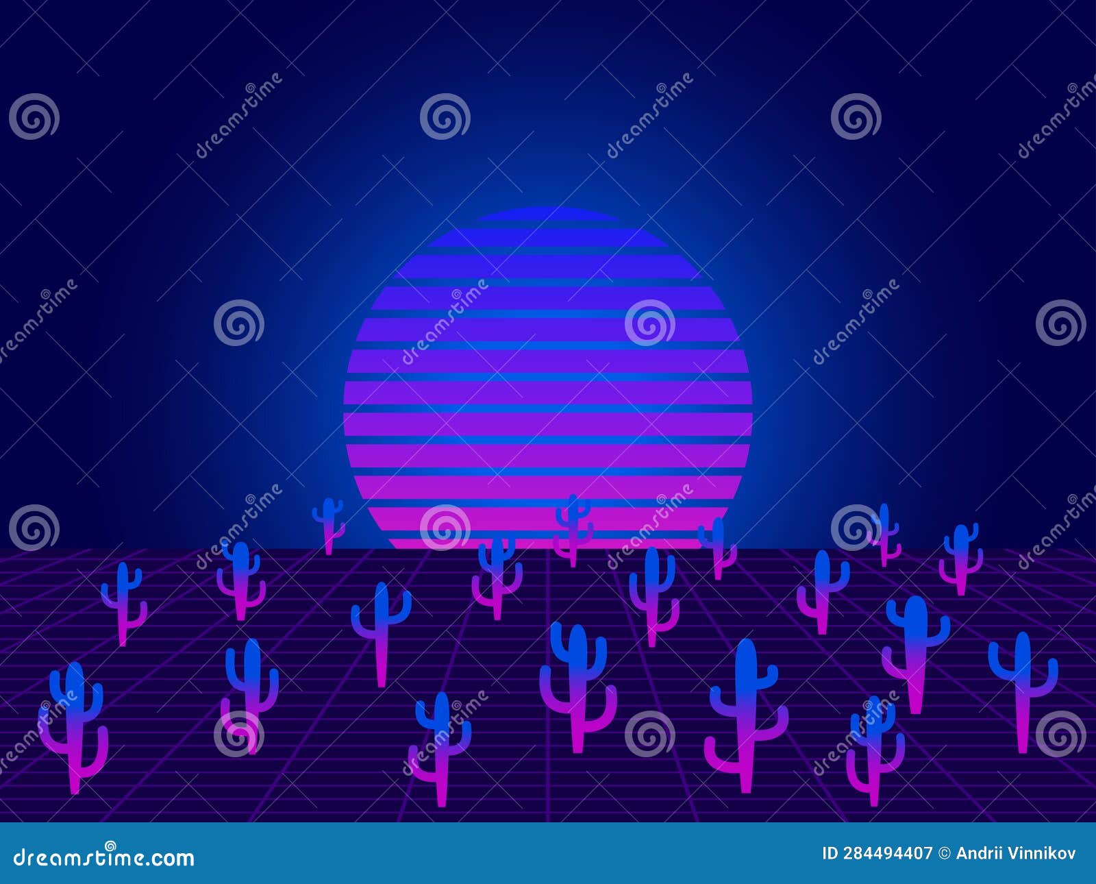Synthwave Desert Background Vector Illustration | CartoonDealer.com ...