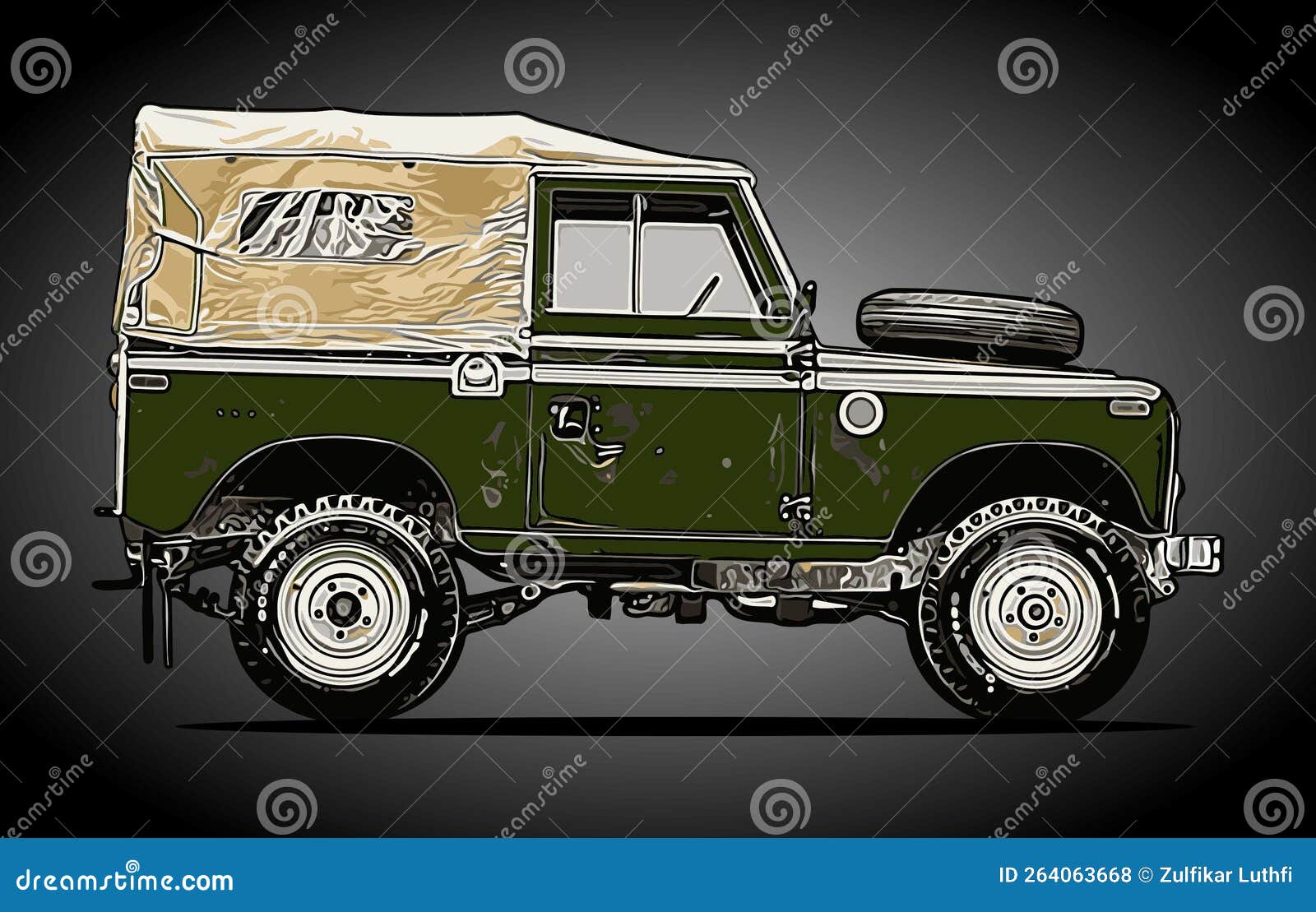 Retro suv side view stock vector. Illustration of wheel - 264063668