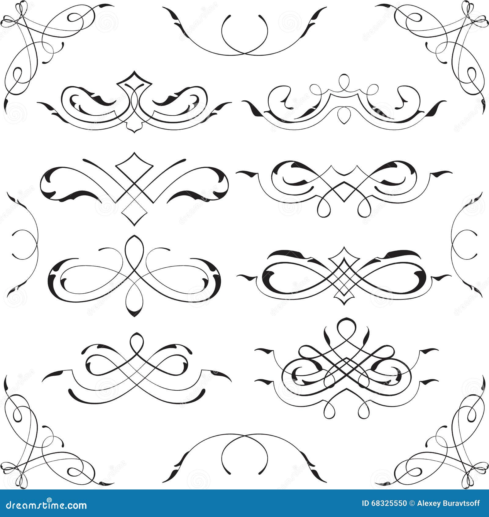 Retro Swirl Design Elements Set Stock Vector - Illustration of frame ...