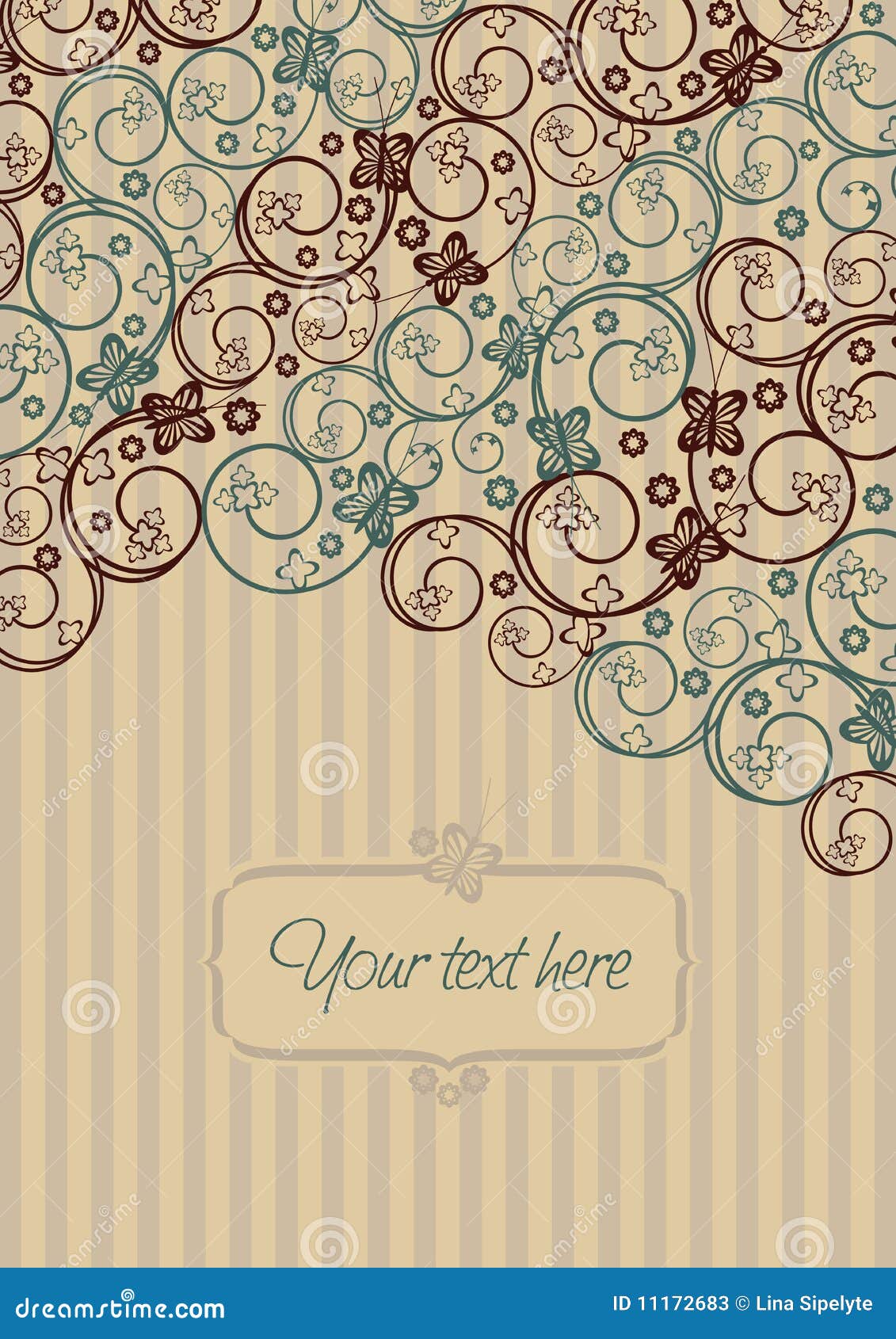 Retro Swirls and Butterflies Stock Vector - Illustration of pattern ...