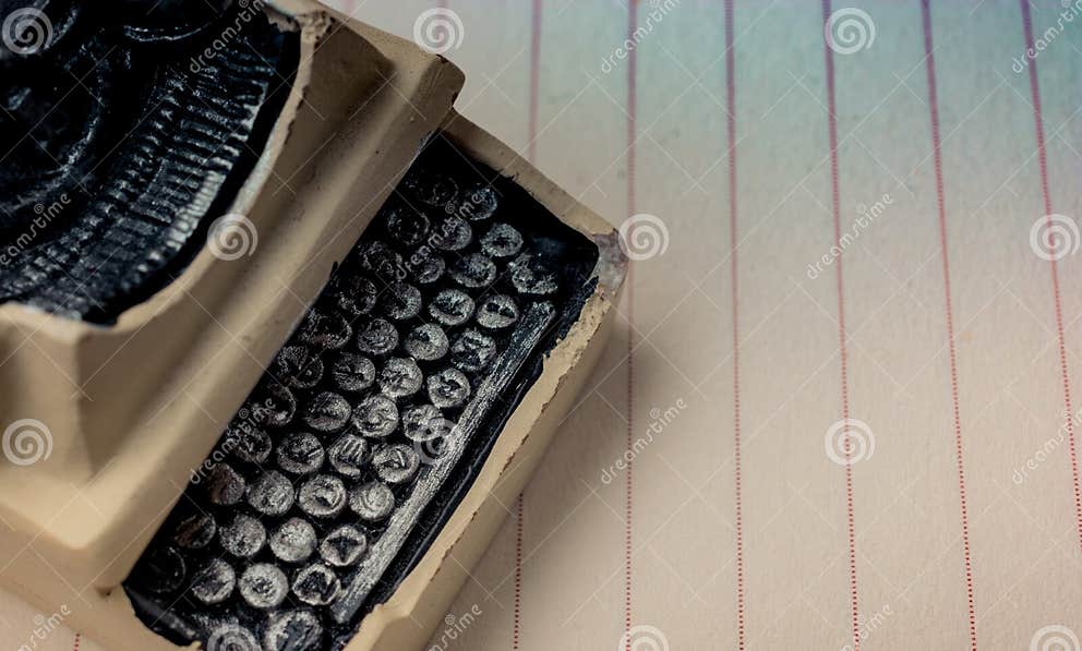 Retro Syled Tiny Typewriter Model on Paper Stock Photo - Image of ...