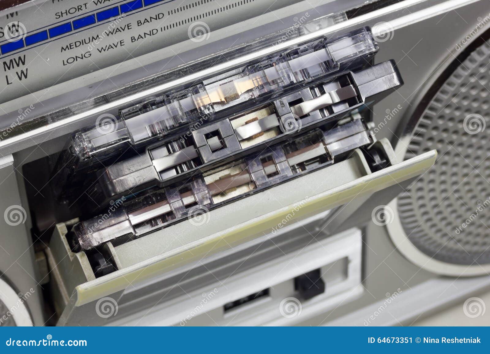 Retro Tape Recorder with the Open Deck Stock Image - Image of record ...