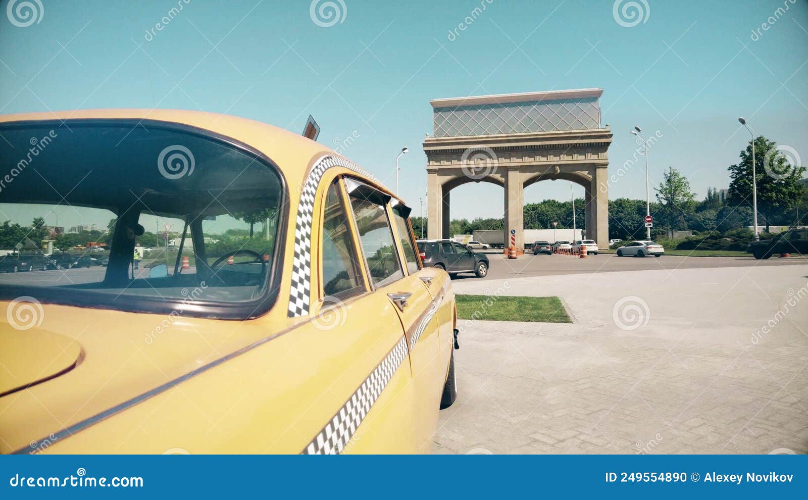 Retro taxi car, rear view stock photo. Image of american - 249554890