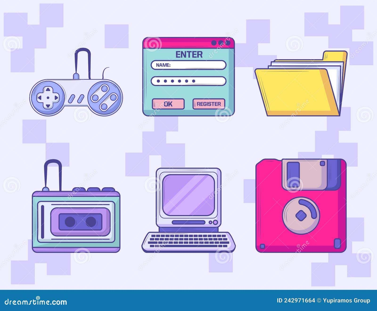 Retro tech devices stock vector. Illustration of folder - 242971664