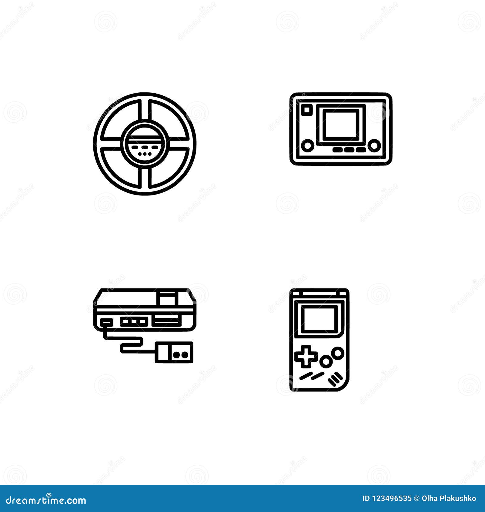 Retro Tech and Gadets. Set Outline Icon EPS 10 Vector Format ...