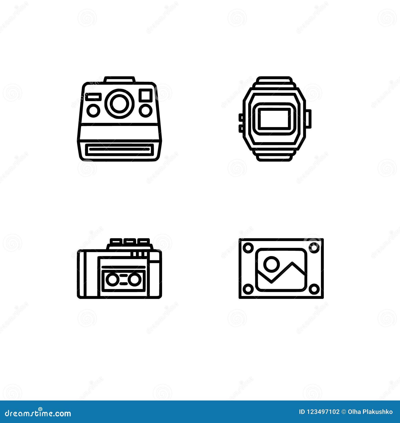 Retro Tech and Gadets. Set Outline Icon EPS 10 Vector Format ...