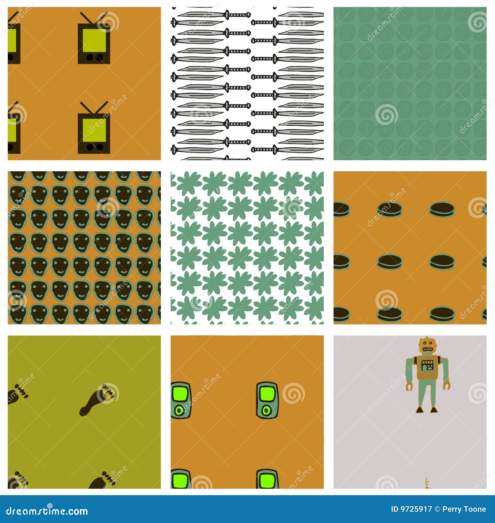 Retro Tech Wallpaper Swatch Set Stock Vector - Illustration of digital ...
