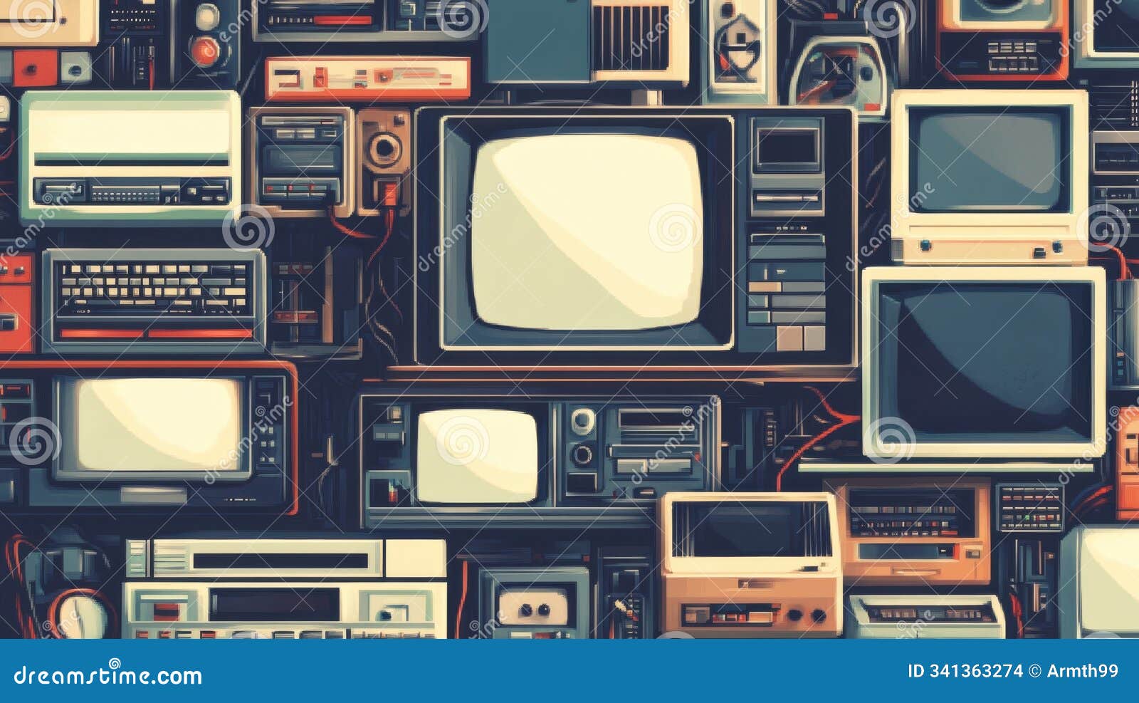 Retro Technology Collage, Vintage TV, Computer, and Gaming Devices ...