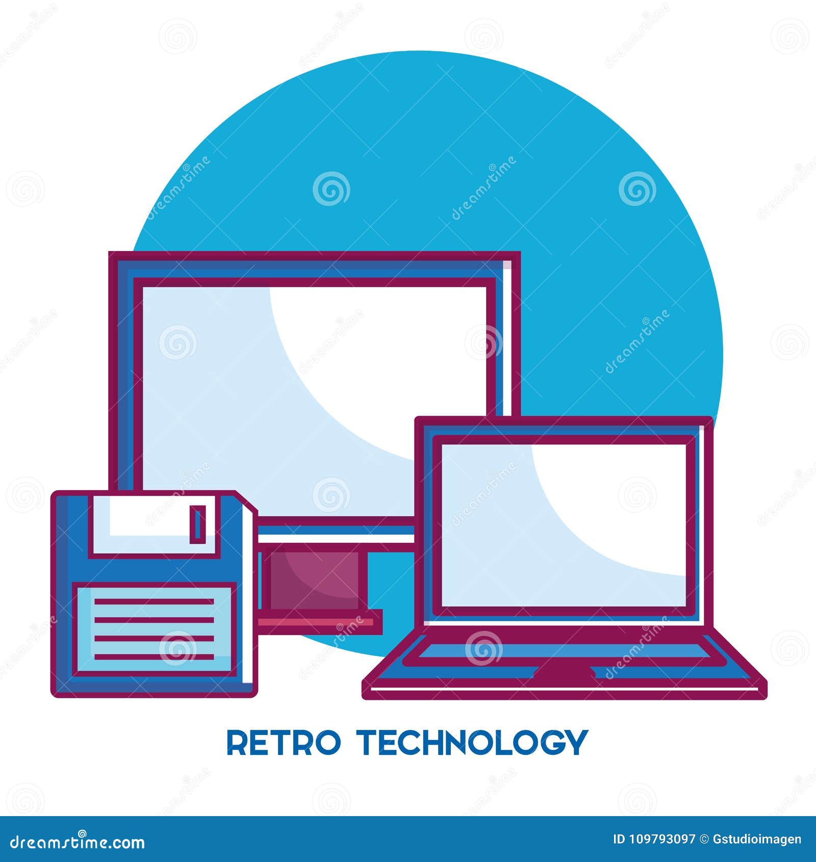 Retro Technology Set Gadgets Stock Vector - Illustration of 90th ...