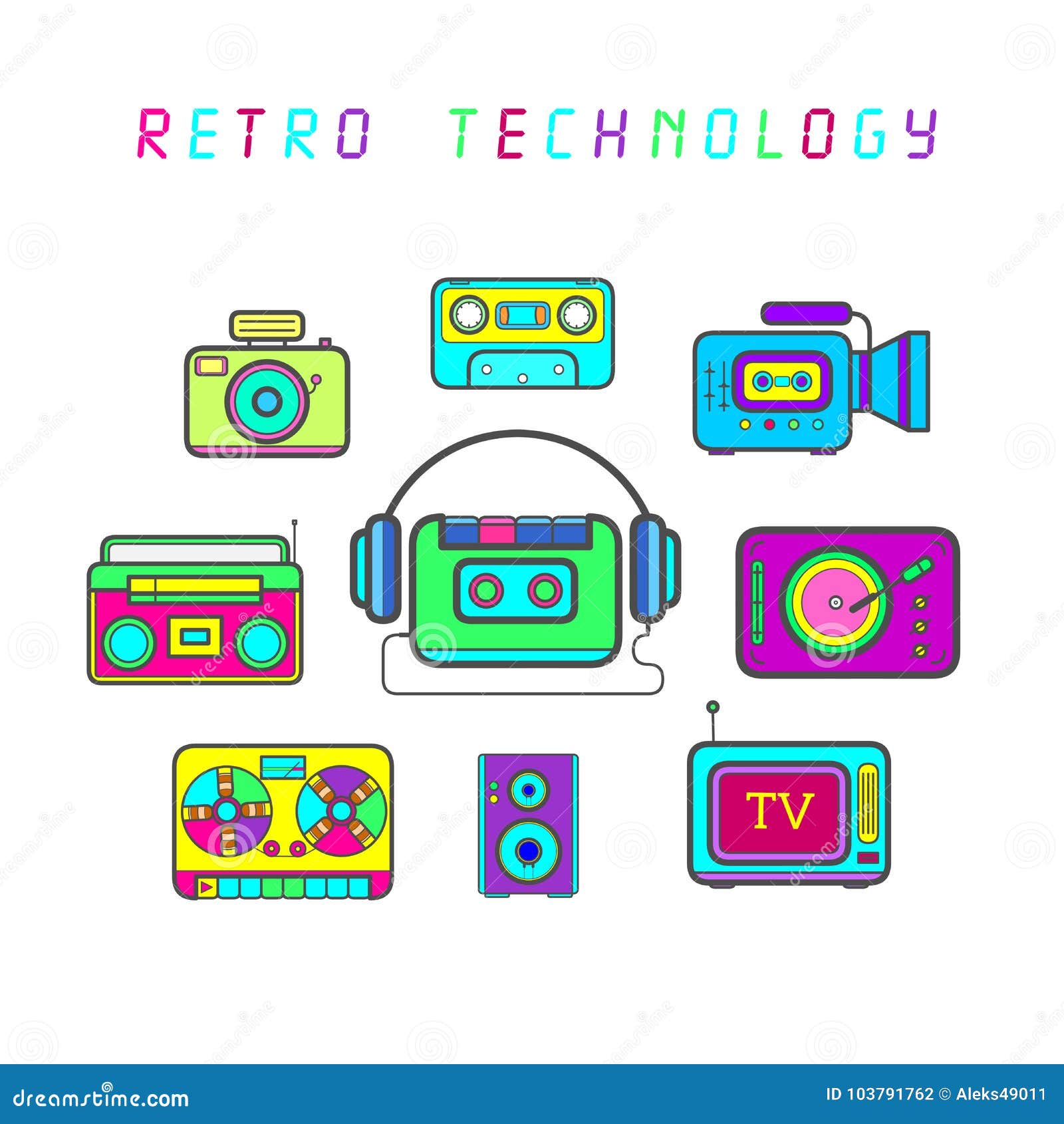 Retro Technology, Vector Icons Stock Vector - Illustration of ...