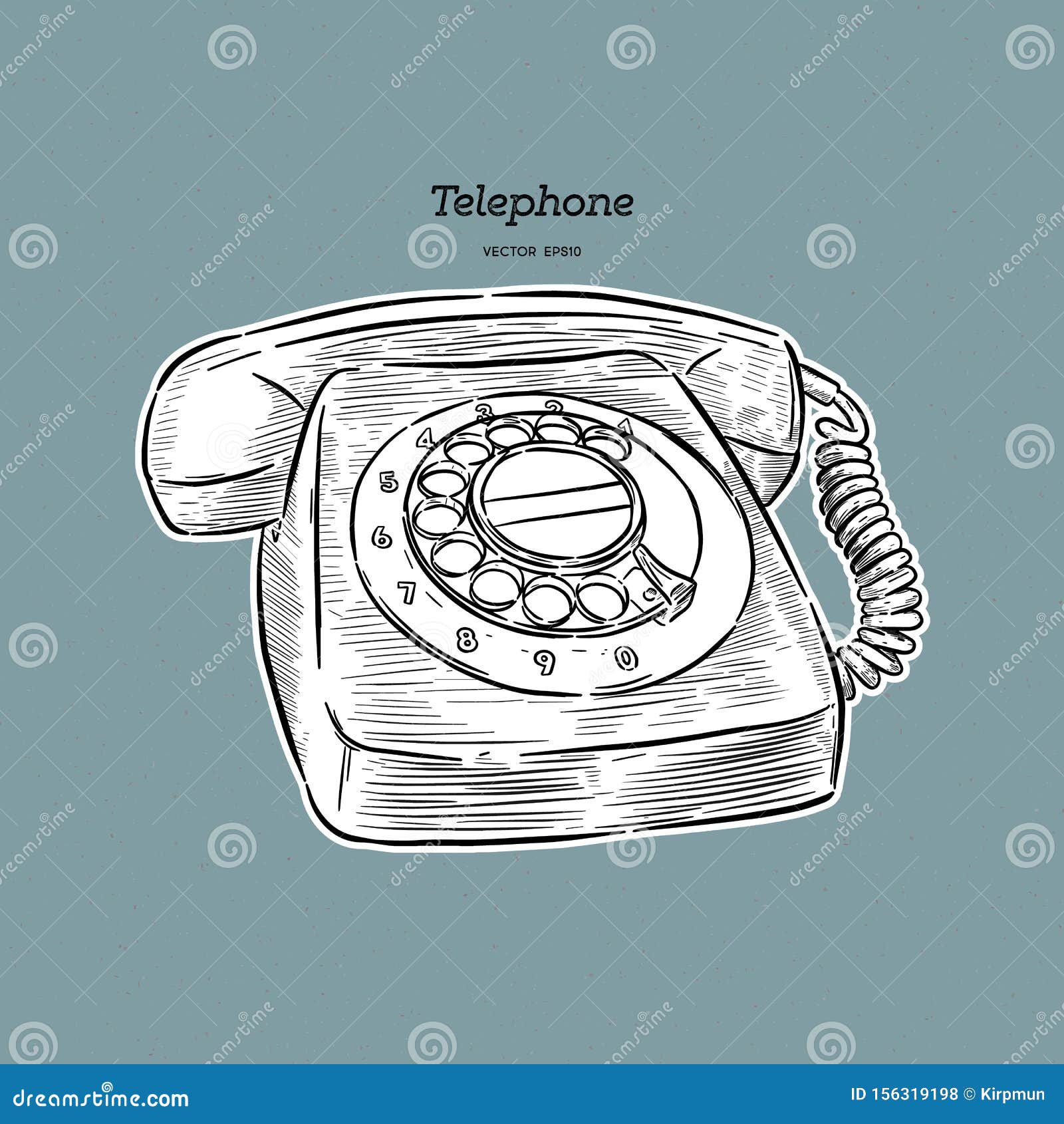Retro Telephone, Hand Draw Sketch Vector Stock Vector - Illustration of ...