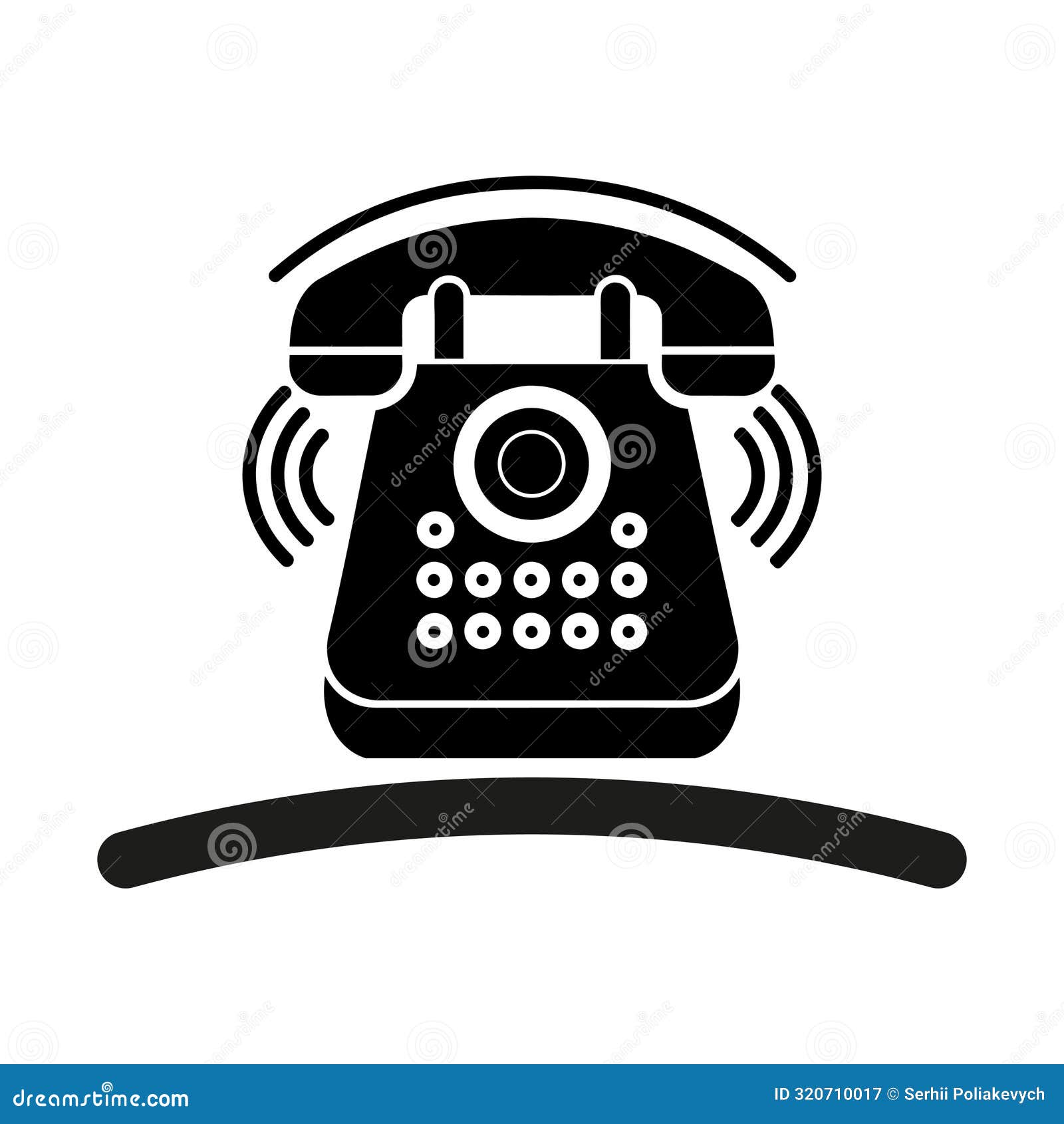 Retro Telephone Icon. Ringtone Vibration. Black Silhouette. Vector ...