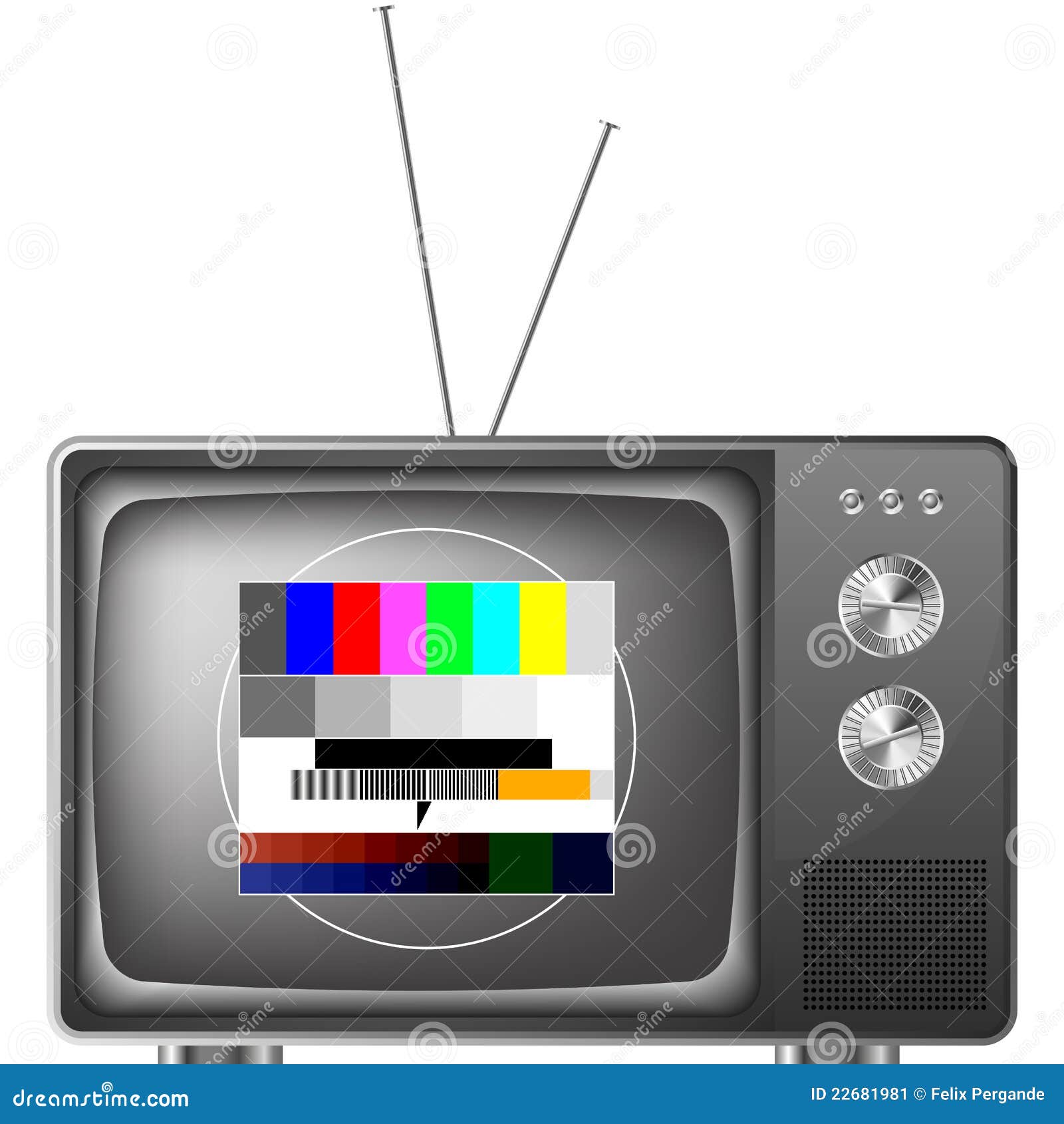 Retro Televisie Met Testbeeld Vector Illustratie - Illustration of ...