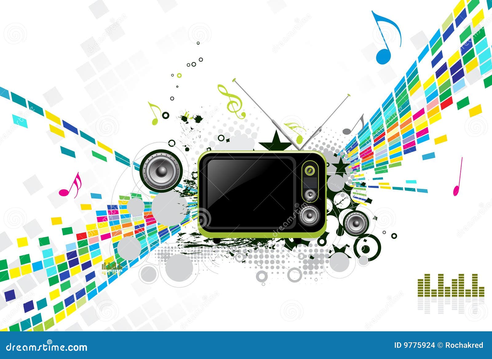 Retro TV Television In Mid-Century Modern Wood Cabinet Stock Photo ...