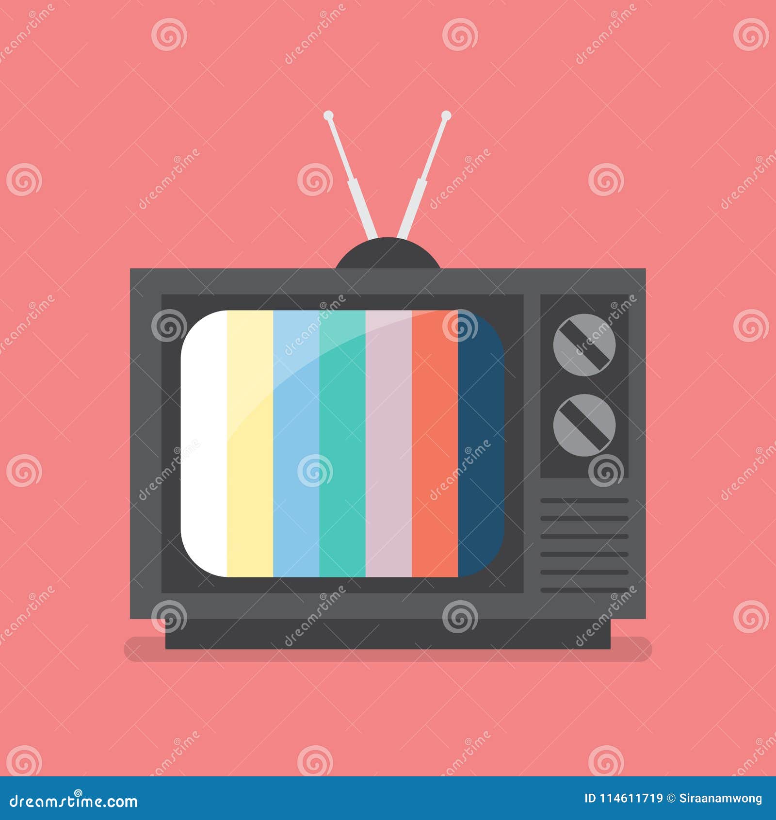Retro Television with Color Frame Stock Vector - Illustration of ...