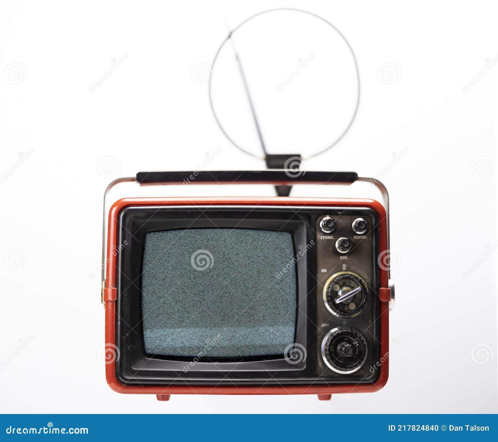 Retro Television with Static on the Screen Stock Photo - Image of ...