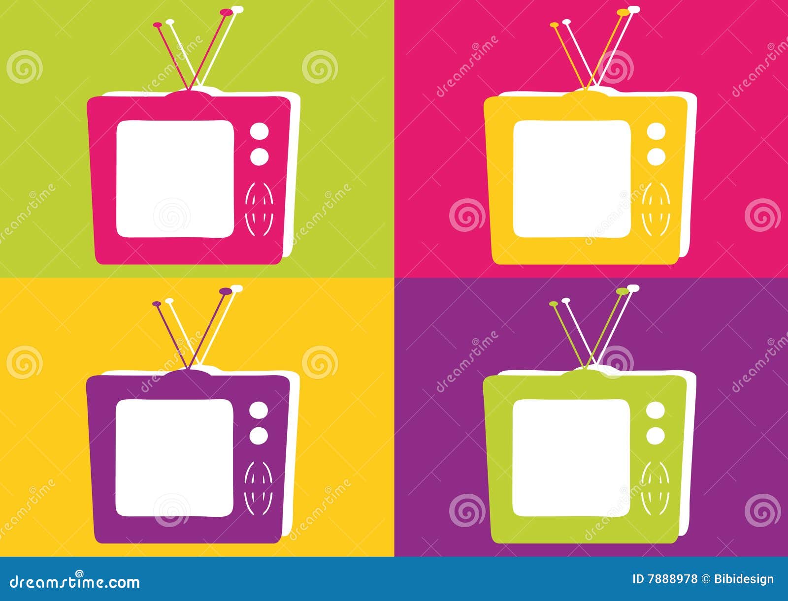 Retro Television in Vibrant Colors Stock Vector - Illustration of light ...