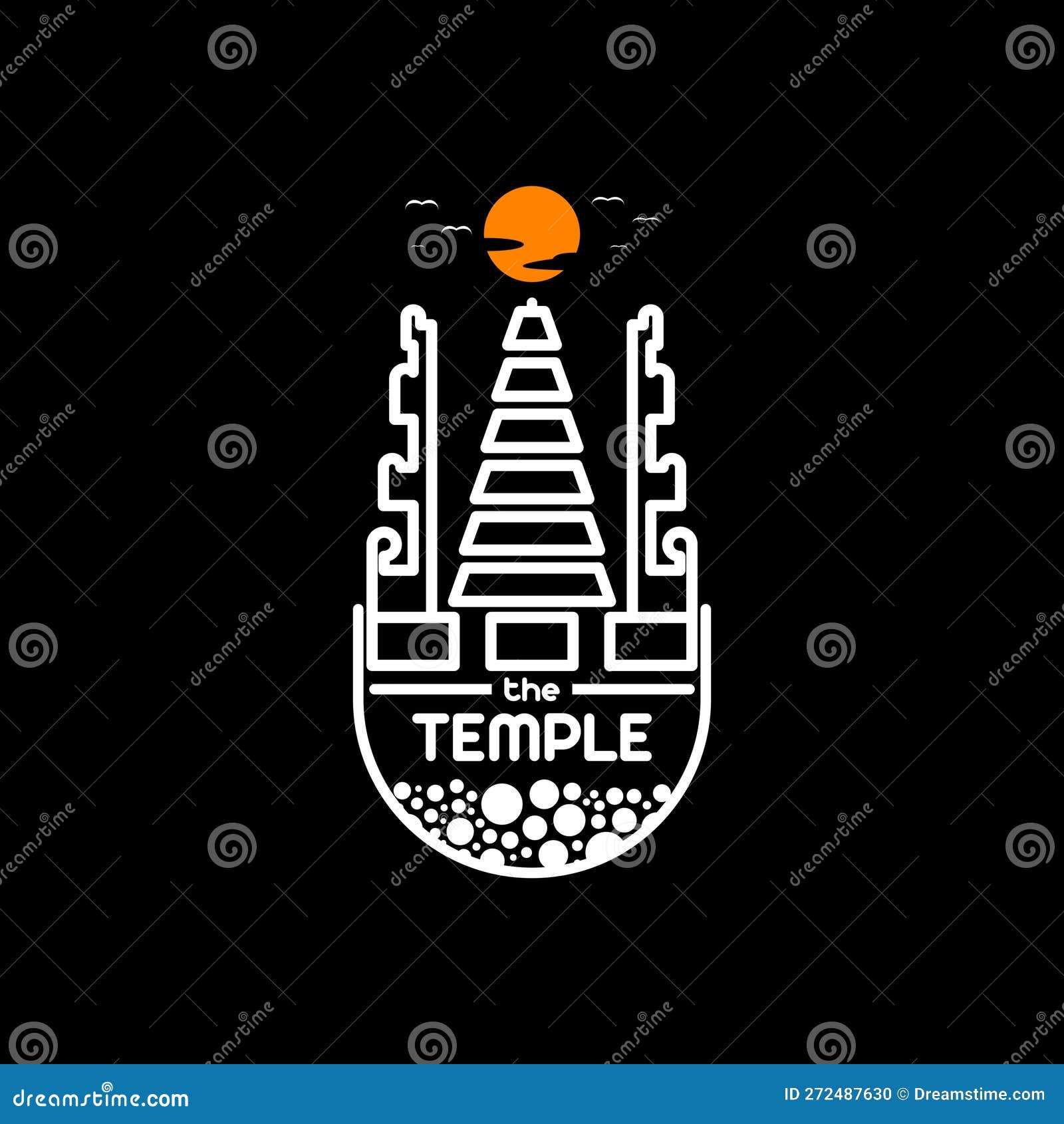 Temple Emblem Logo, in Vintage Style Stock Vector - Illustration of ...