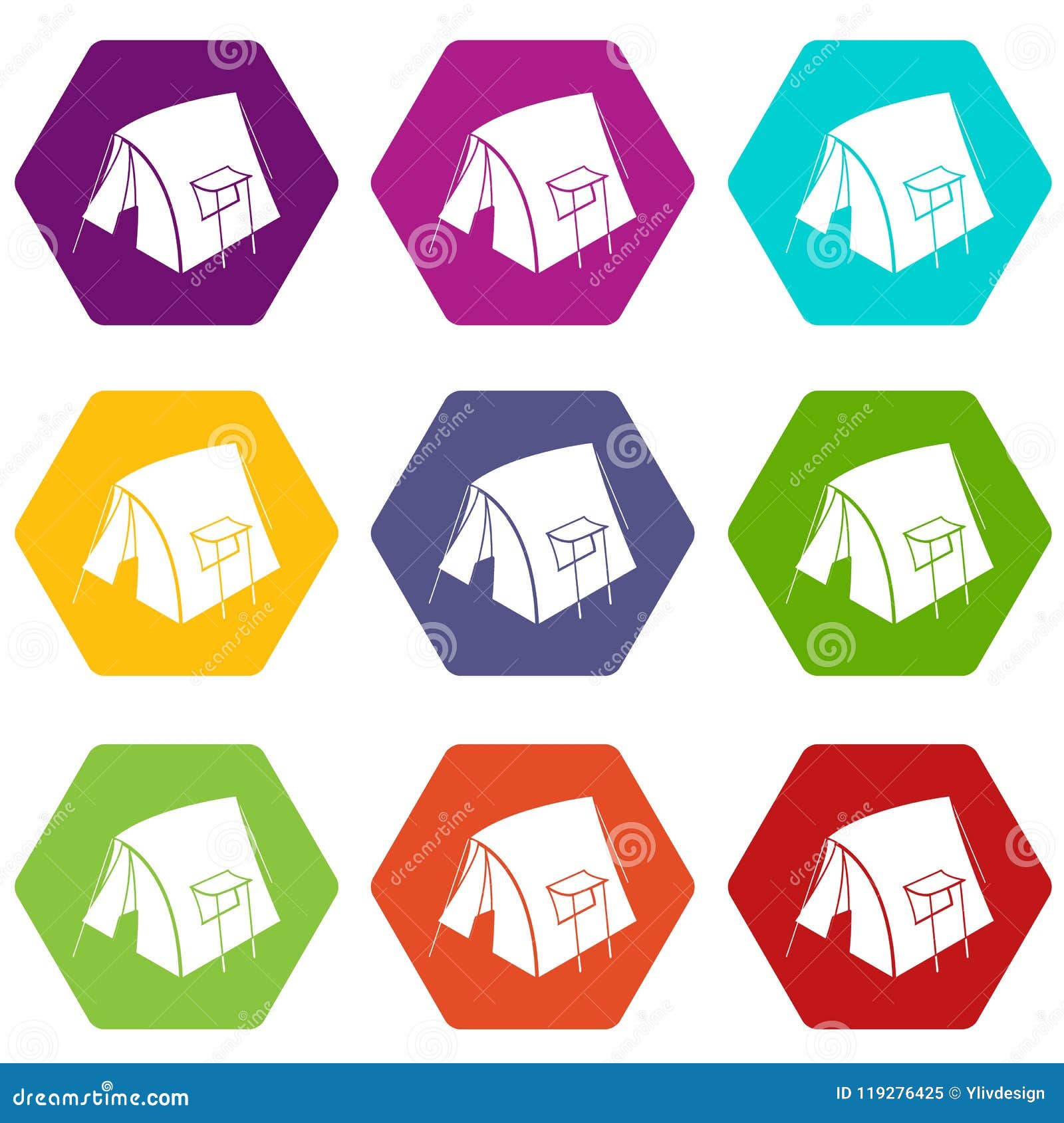 Retro Tent Icons Set 9 Vector Stock Vector - Illustration of sport ...
