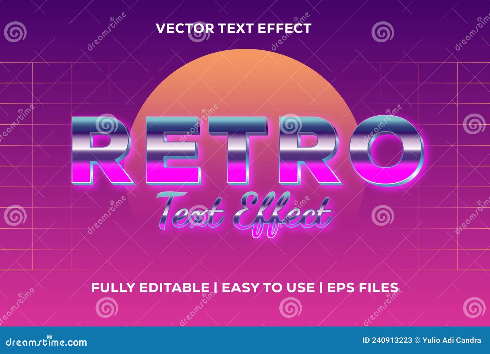 Retro Text Effect with Metallic 80 S Style Stock Vector - Illustration ...