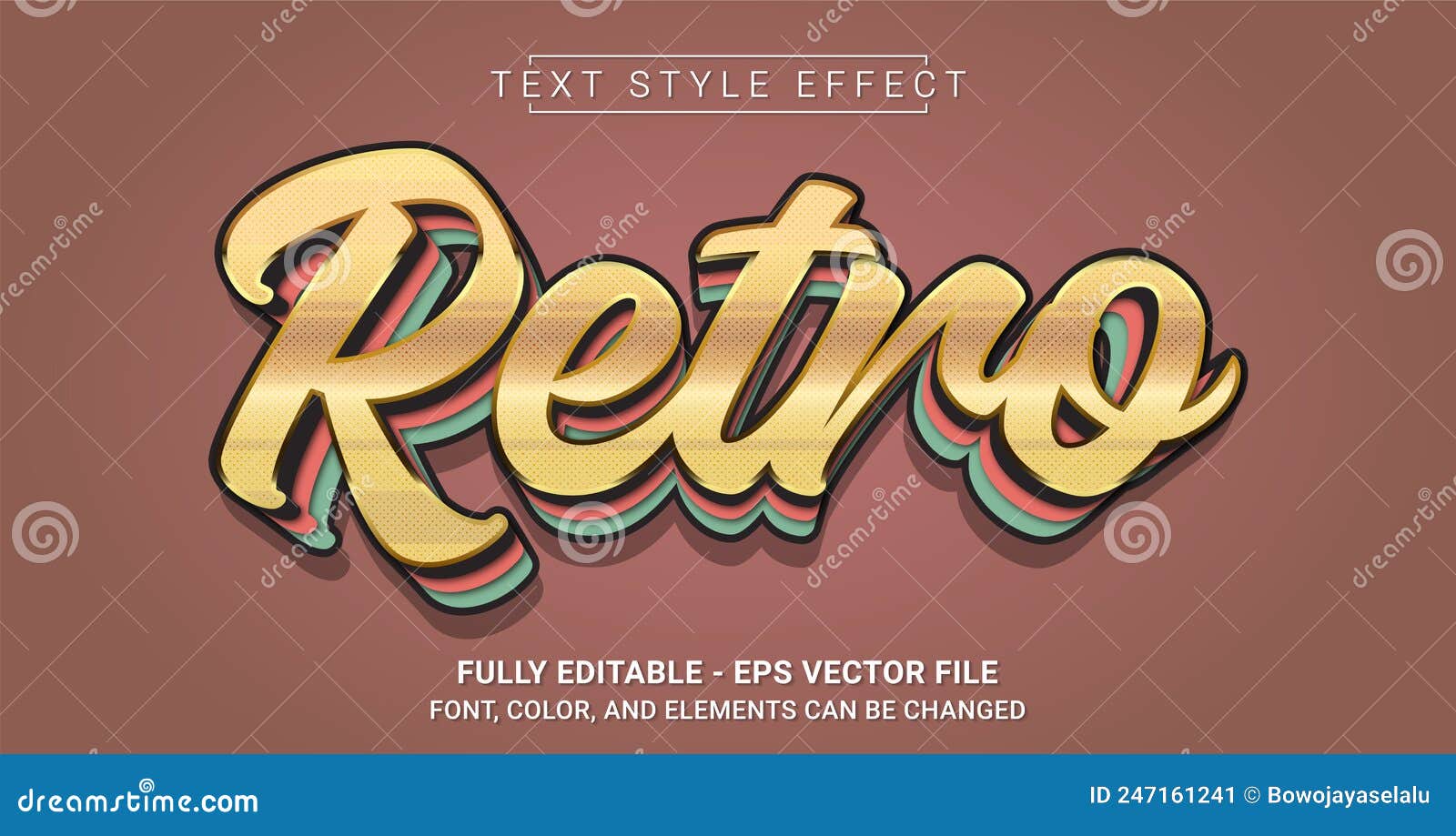 Retro Text Style Effect. Editable Graphic Text Template Stock Vector ...