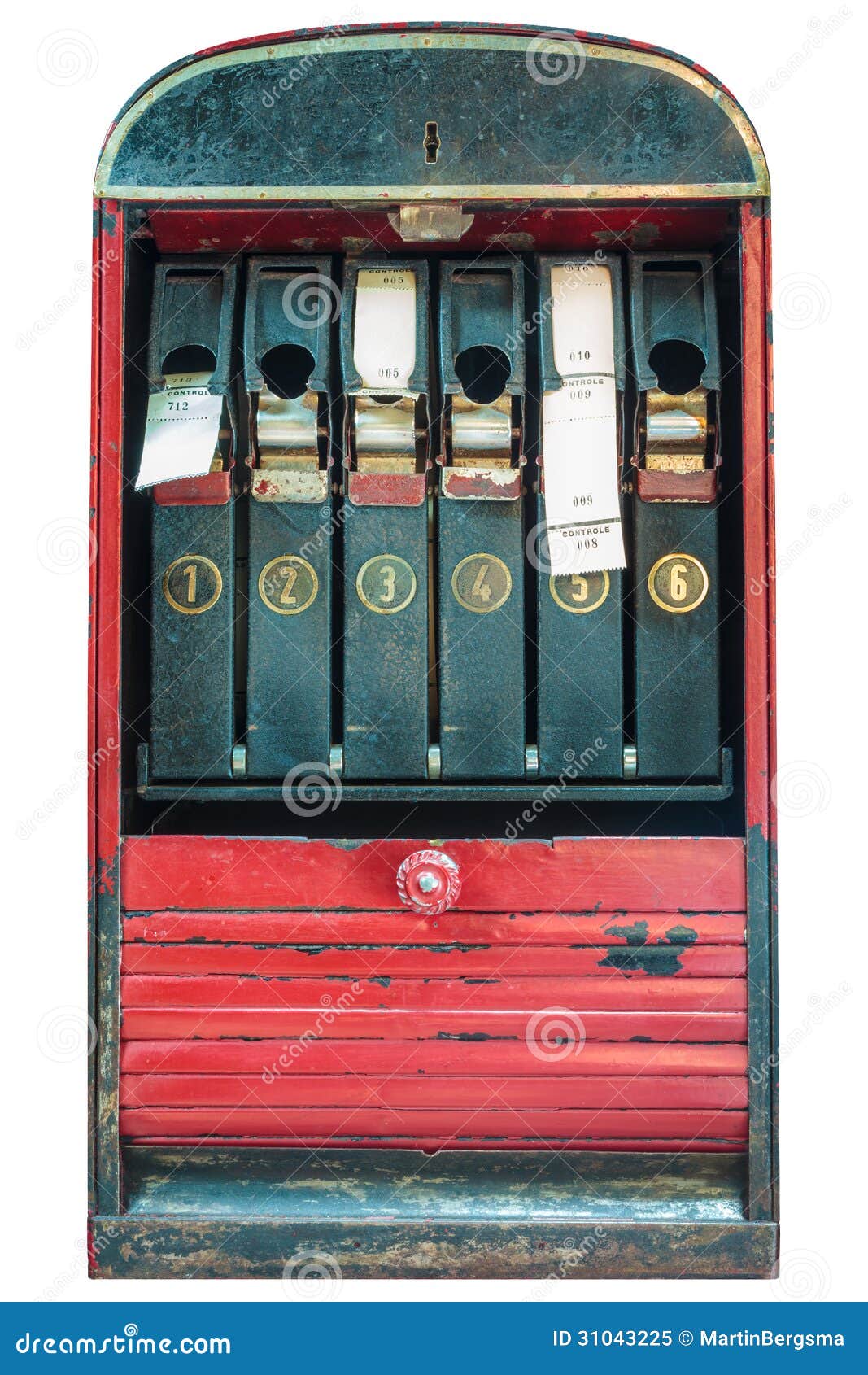 Retro Ticket Machine with Tickets Isolated on White Stock Image - Image ...
