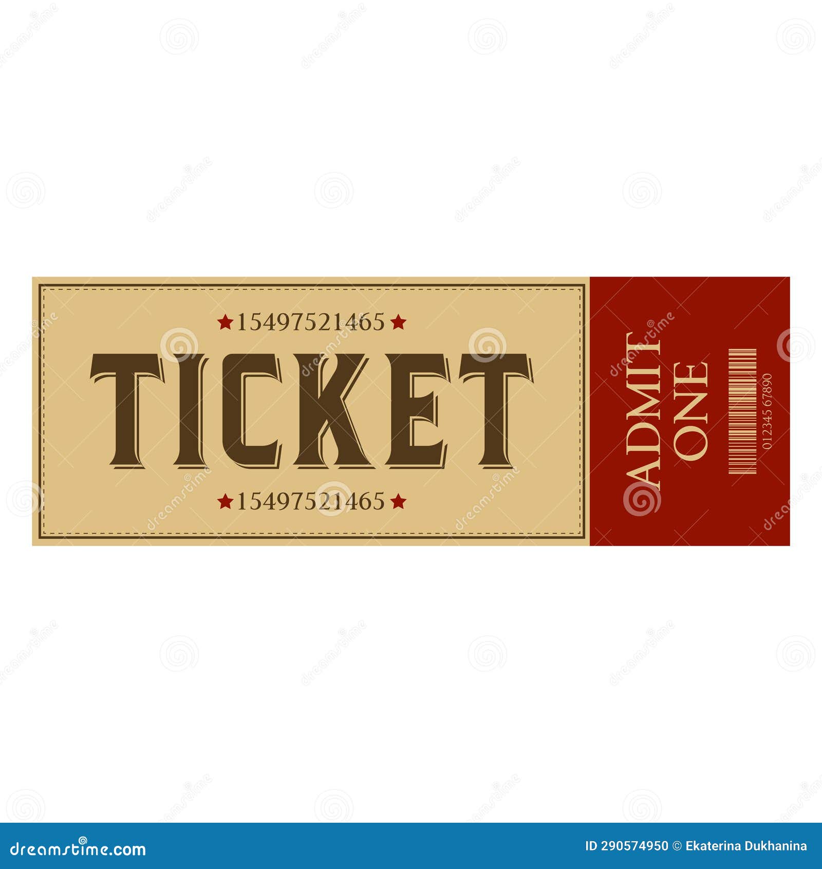 Retro Ticket on White Background. Vector Illustration. Stock ...