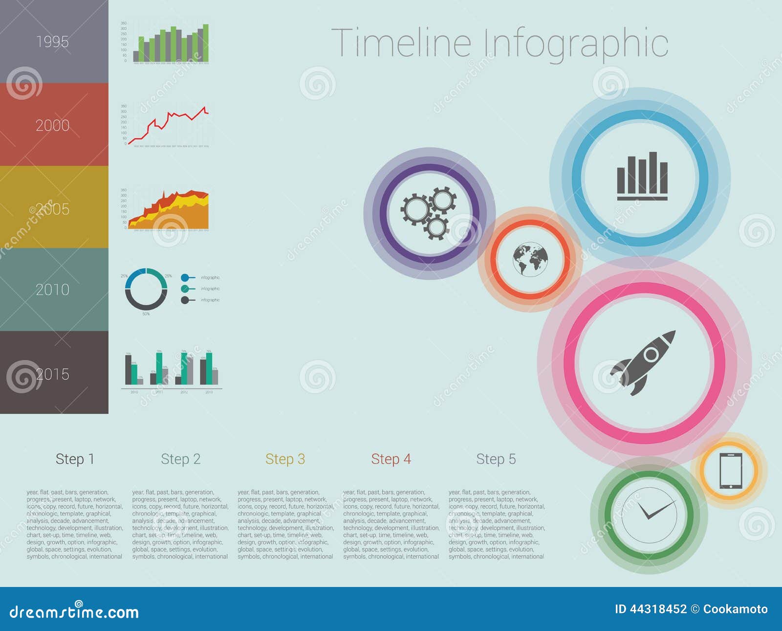 Retro Timeline Infographic Cartoon Vector | CartoonDealer.com #40032601