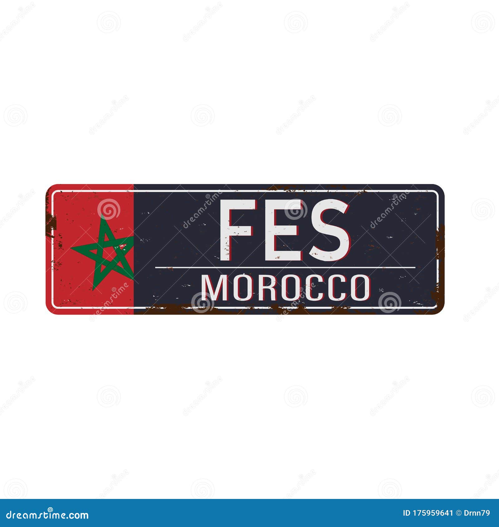 Retro Tin Sign Fes Morocco Vector Illustration. Stock Vector ...