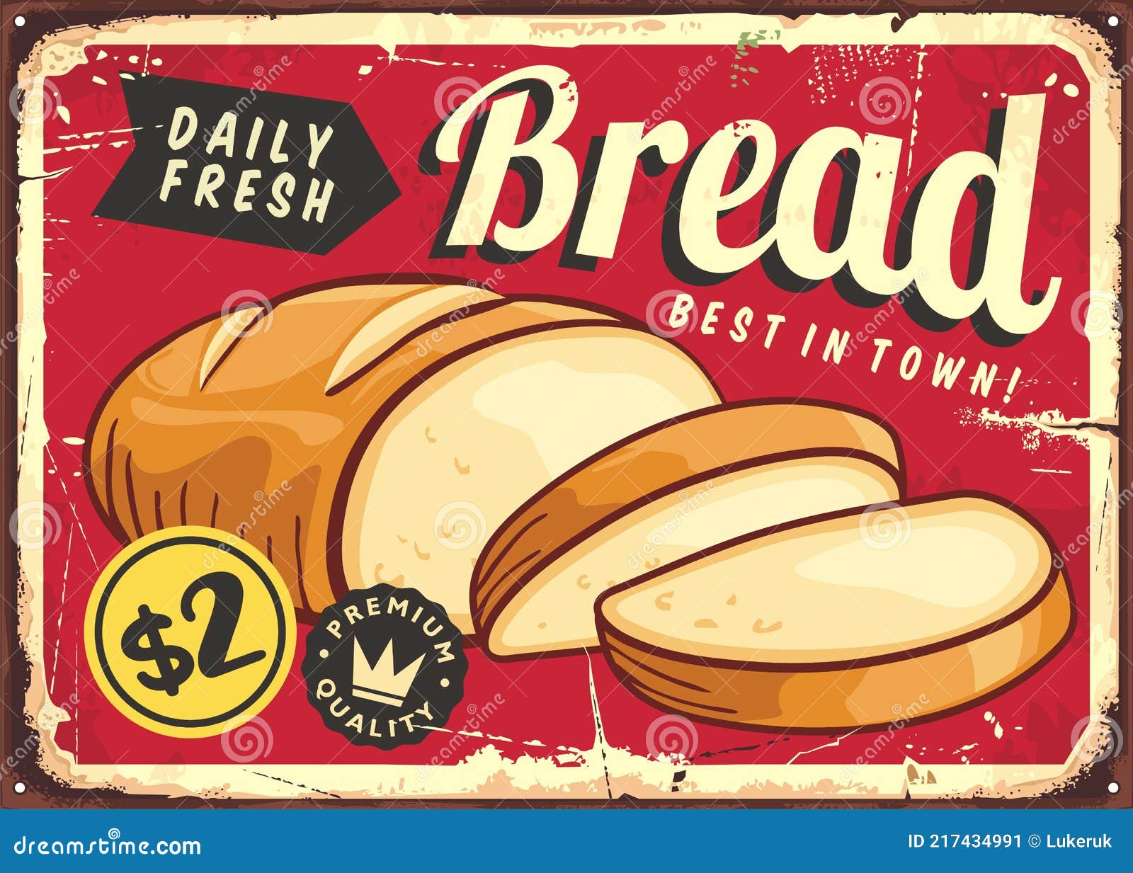 Retro Tin Sign with Sliced Bread Stock Vector - Illustration of board ...