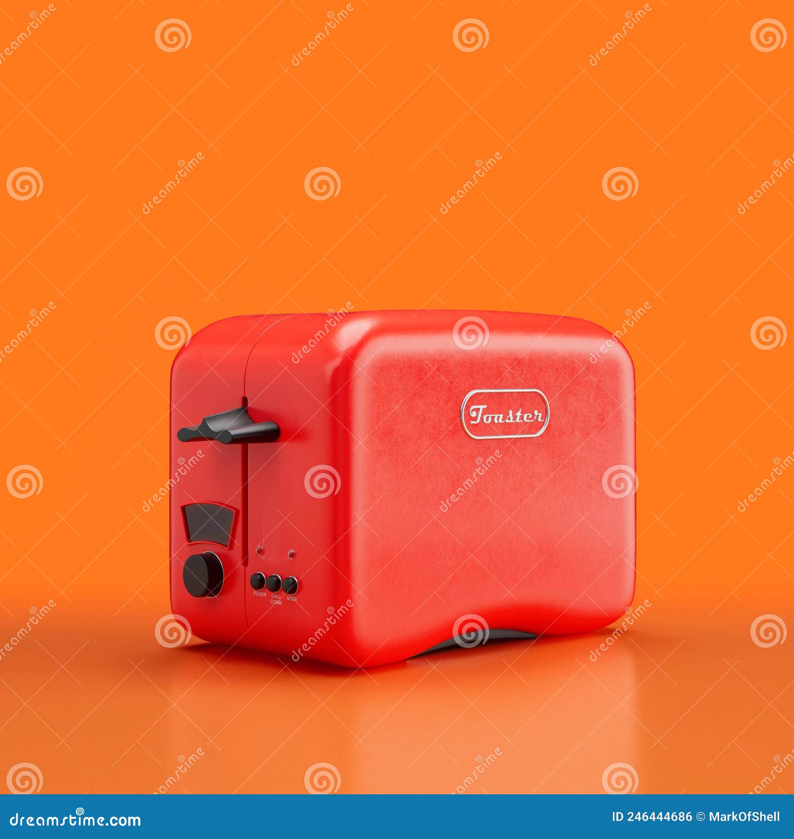 Retro Toaster, Vintage Kitchen Appliance Side View, 3d Rendering Stock ...