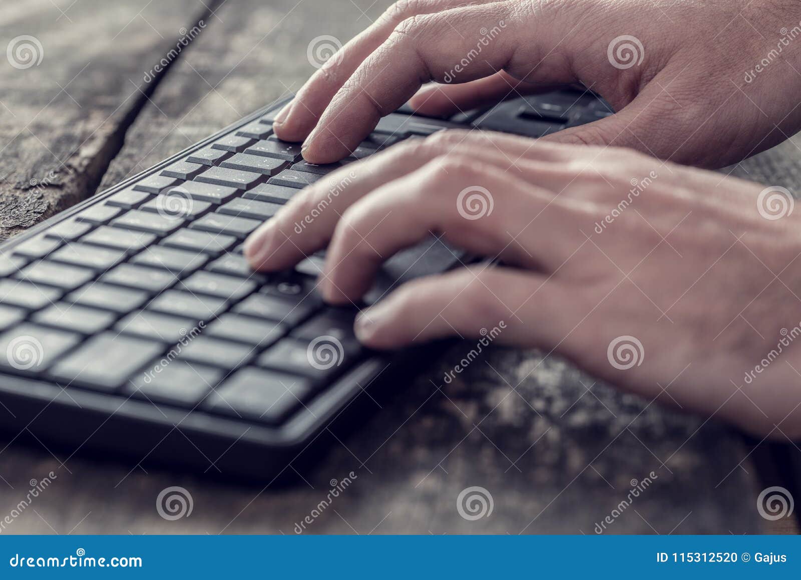 Typing on a Black Wireless Computer Keyboard Stock Photo - Image of ...