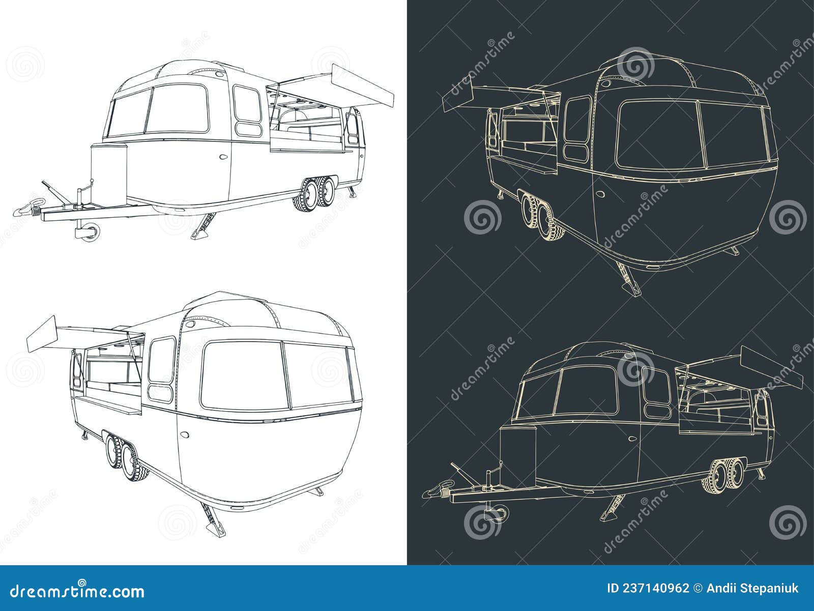 Retro Trailer Blueprints Vector Illustration | CartoonDealer.com #237140956