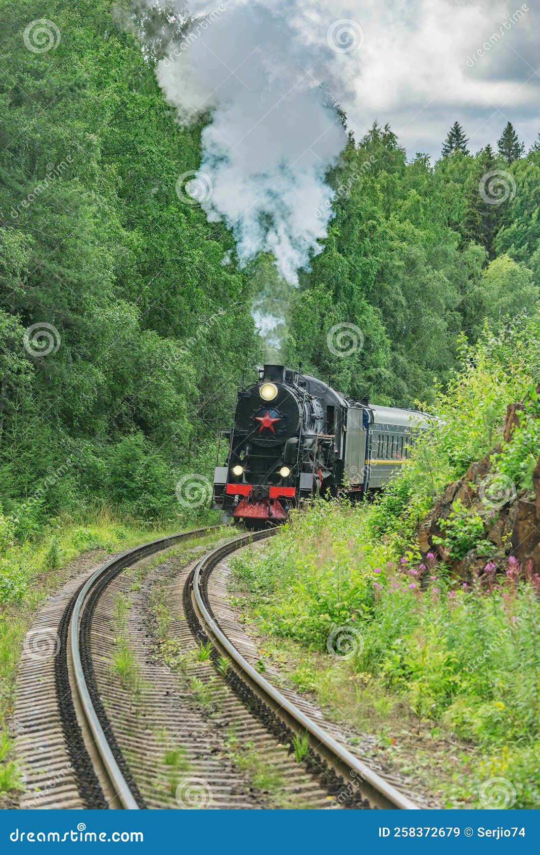 Retro Train Approaches To the Platform Stock Image - Image of transport ...