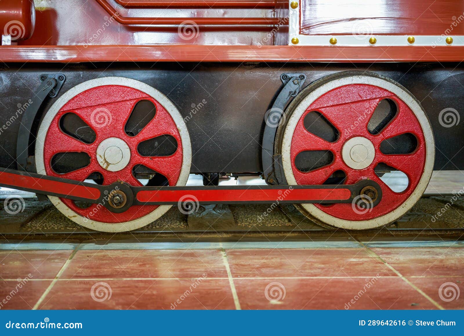 Retro Train Carriage Partial Red Train Wheel Close-up Stock Photo ...