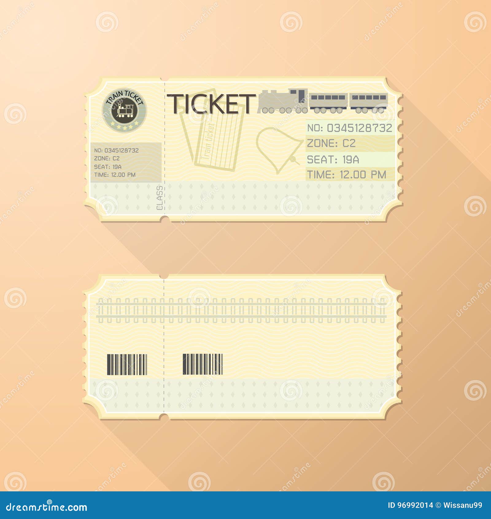 Retro Train Ticket Card Classic Design Stock Vector - Illustration of ...