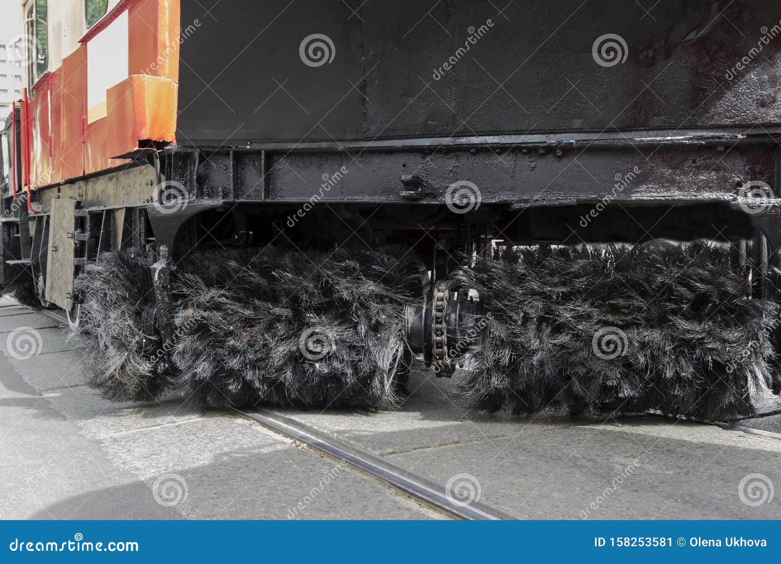 Retro Tram for Rail Track Cleaning. Frame Part Stock Image - Image of ...