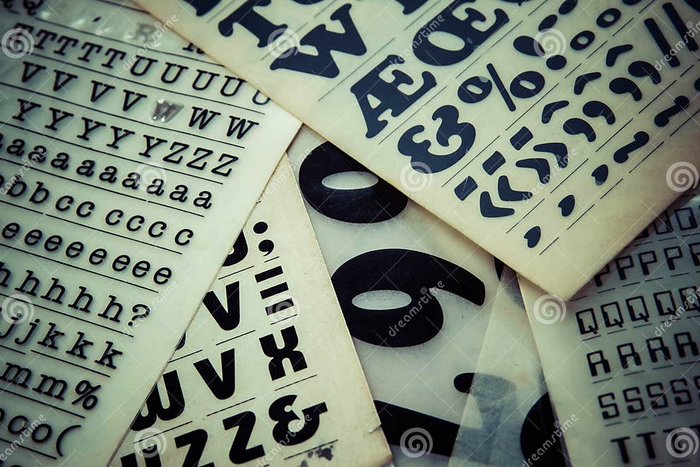 Retro Transfer Lettering, Rub Down Letters Stock Image - Image of ...