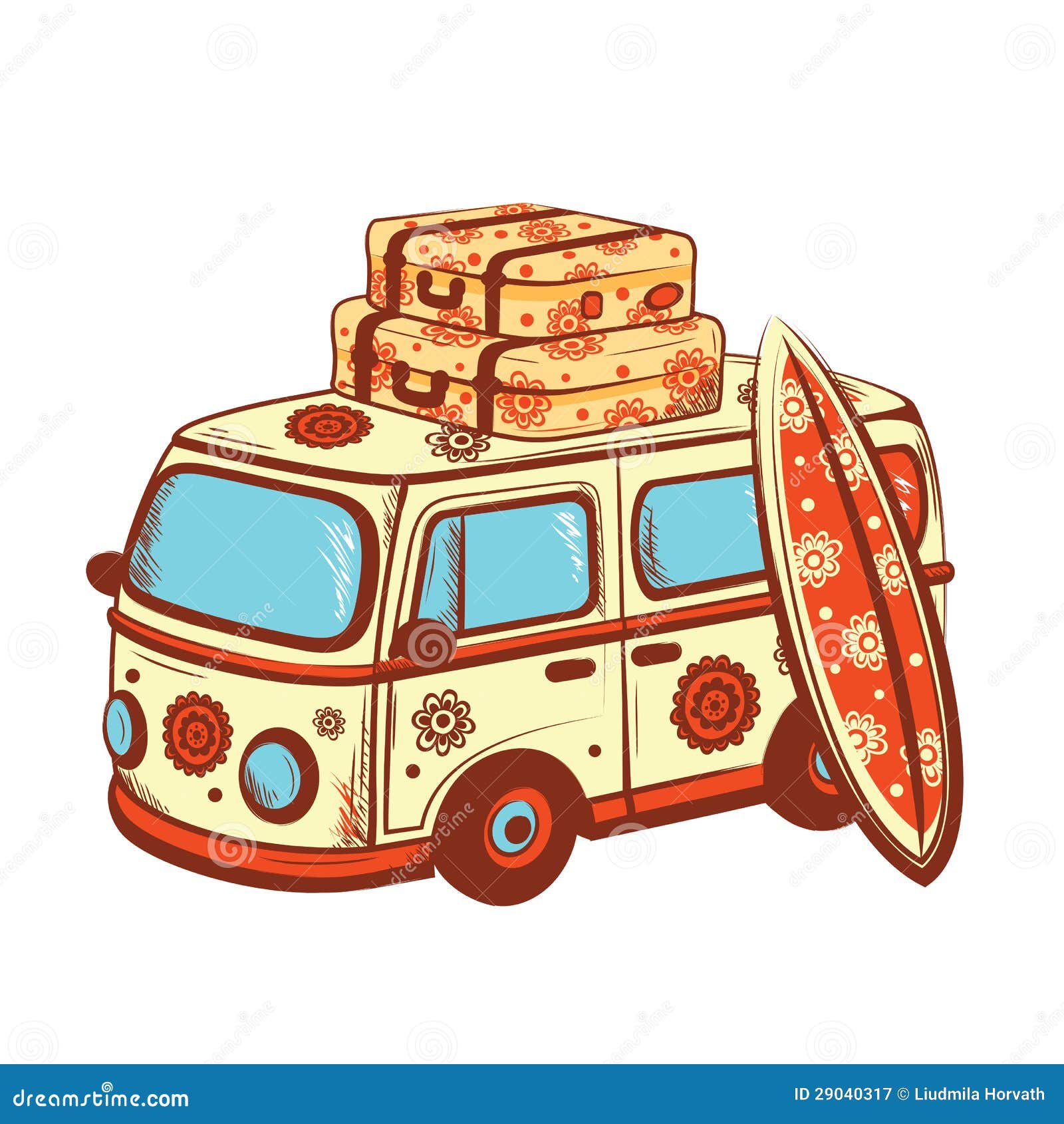 Retro Travel bus stock vector. Illustration of board - 29040317