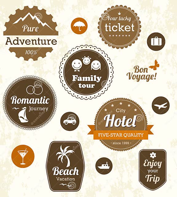 Retro travel labels stock vector. Illustration of journey - 25883350