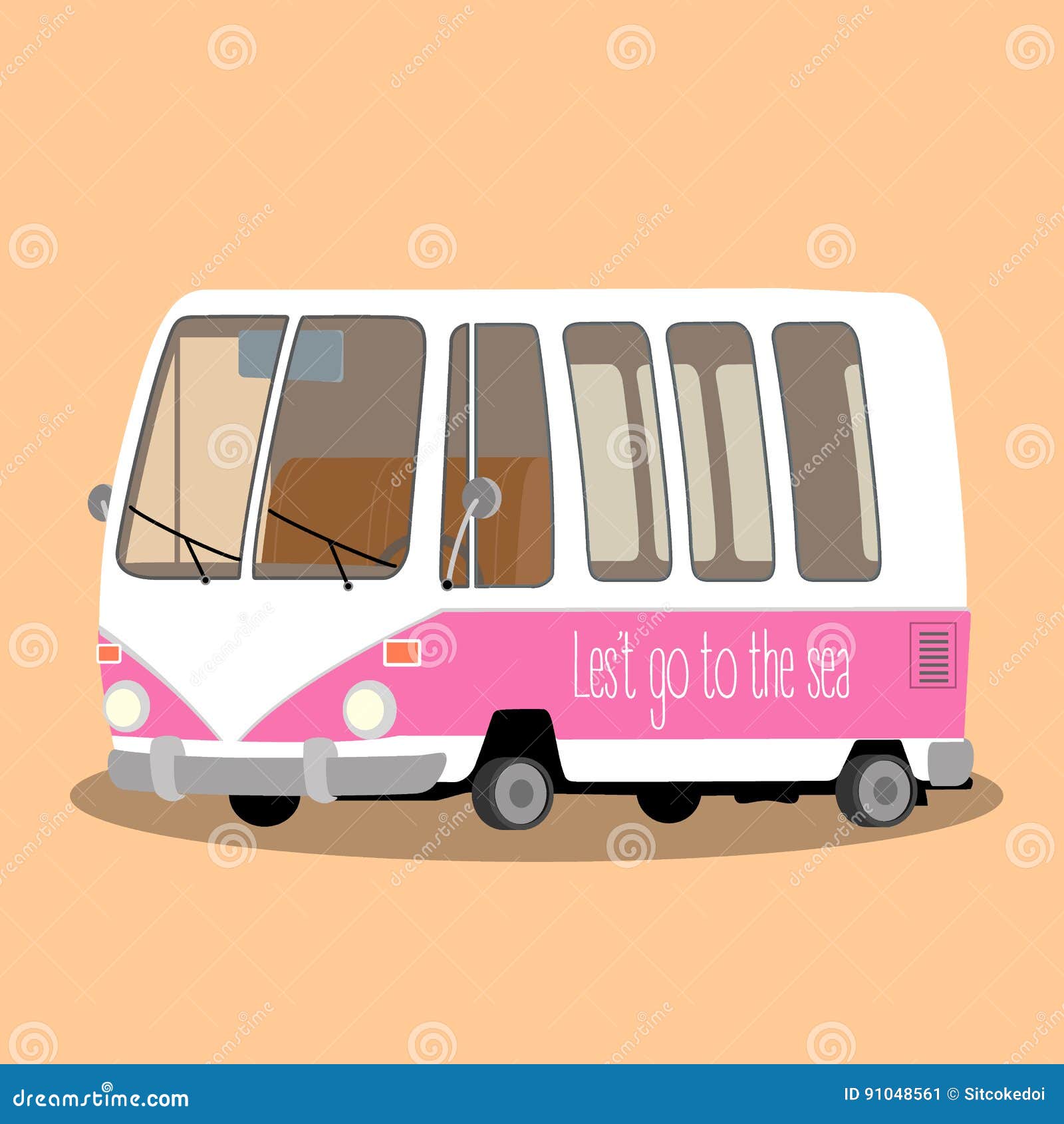 Retro Travel Van in Cartoon Stock Vector - Illustration of camping ...