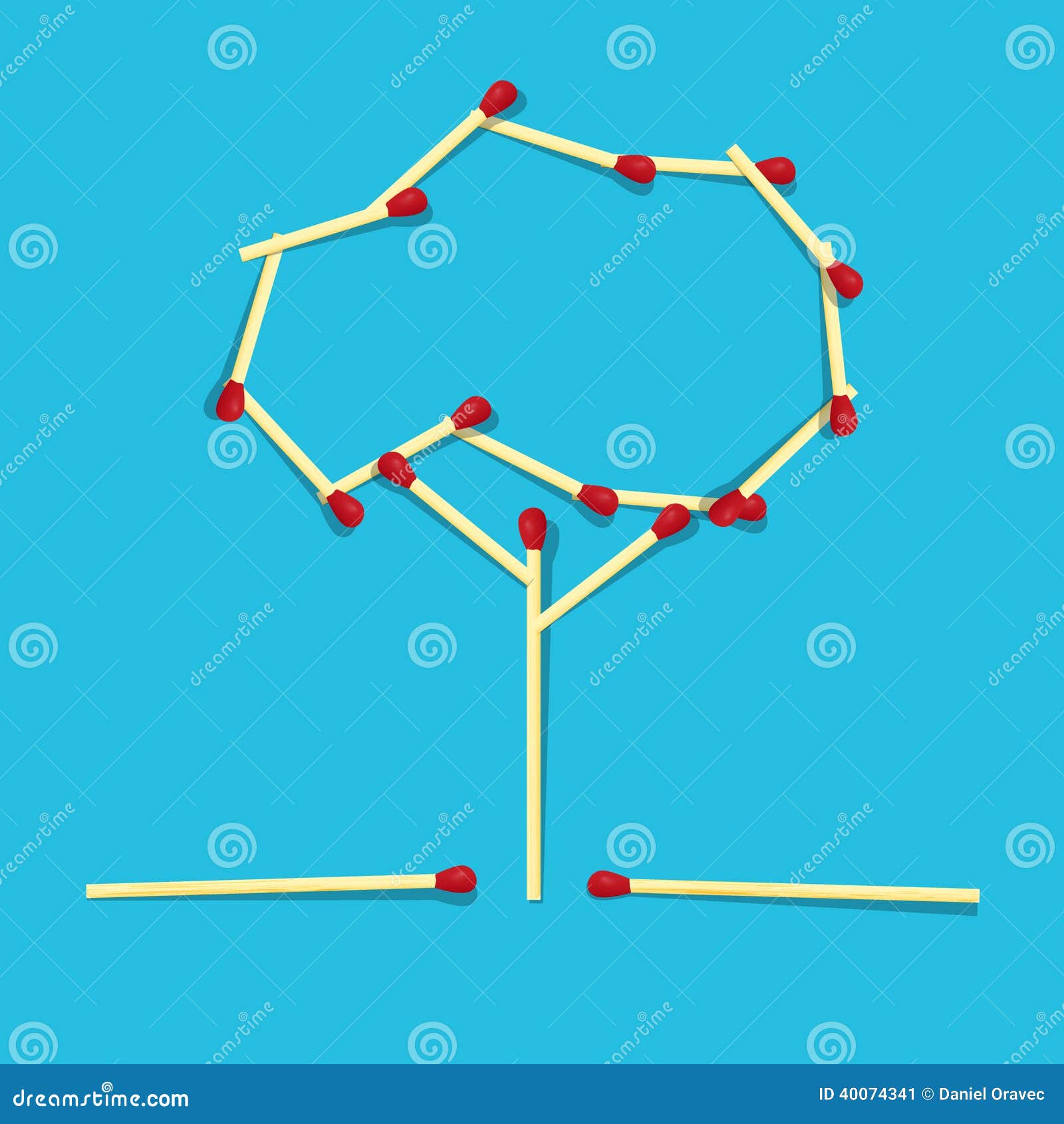 Retro Tree Made from Matches Stock Vector - Illustration of tree, match ...
