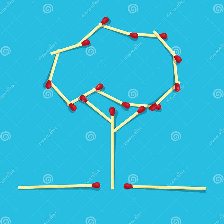 Retro Tree Made from Matches Stock Vector - Illustration of tree, match ...