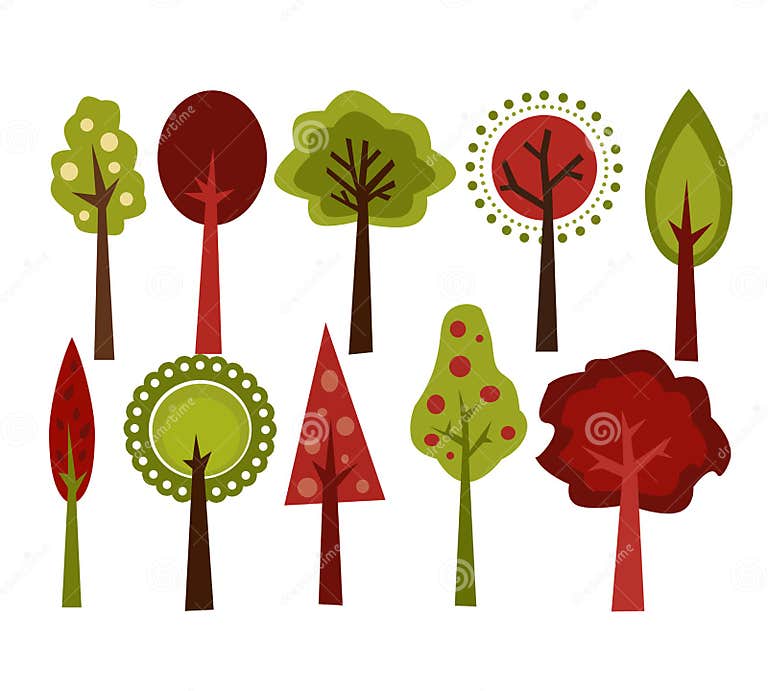 Retro Trees stock illustration. Illustration of leaf - 18925379