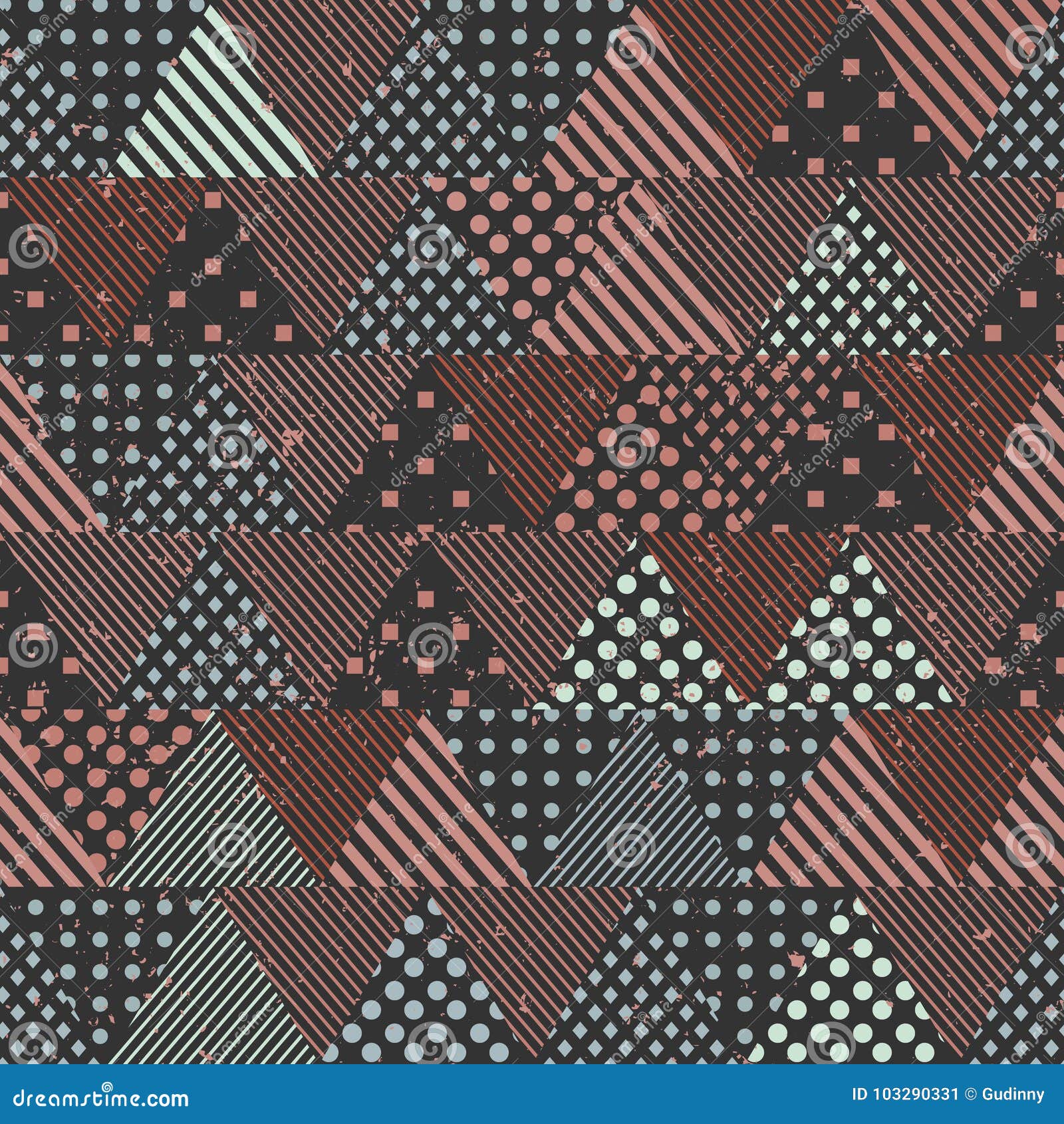 Retro Triangles Seamless Pattern with Cloth Effect Stock Vector ...